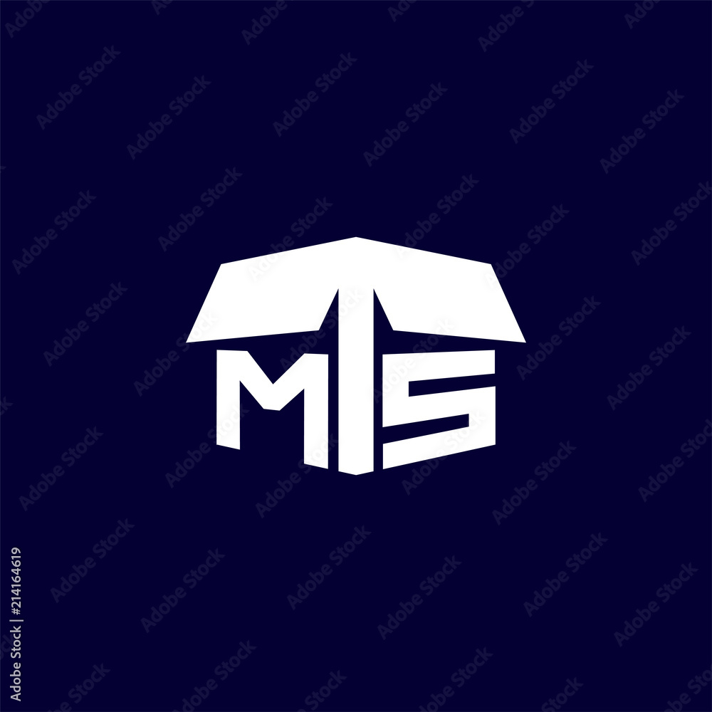 M T S Letter initial with cardboard Logo vector element. cardboard Logo ...