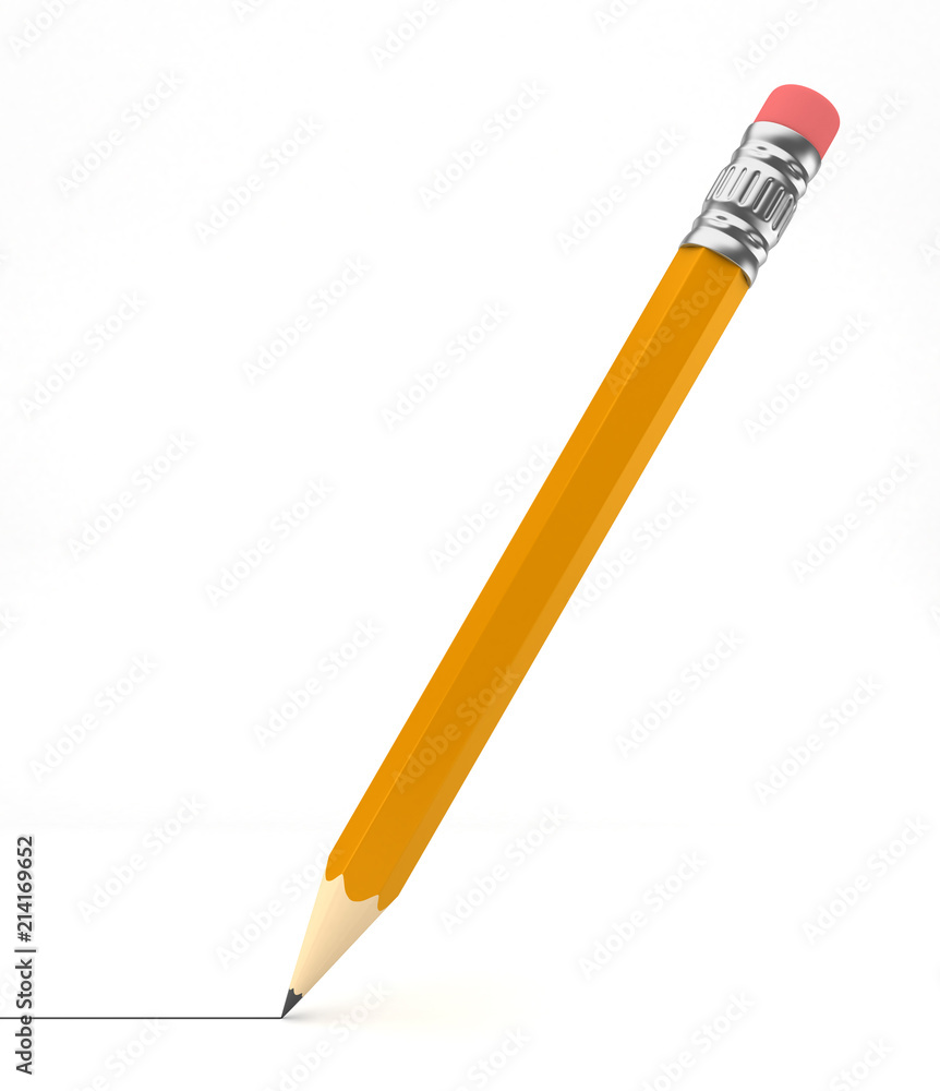 Sharp pencil drawing a line - 3D render Stock Illustration | Adobe Stock