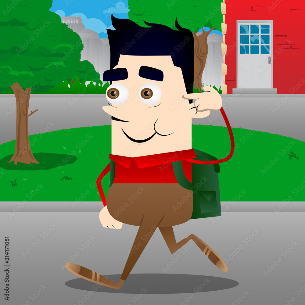 Schoolboy puting an imaginary gun to his head. Vector cartoon character ...