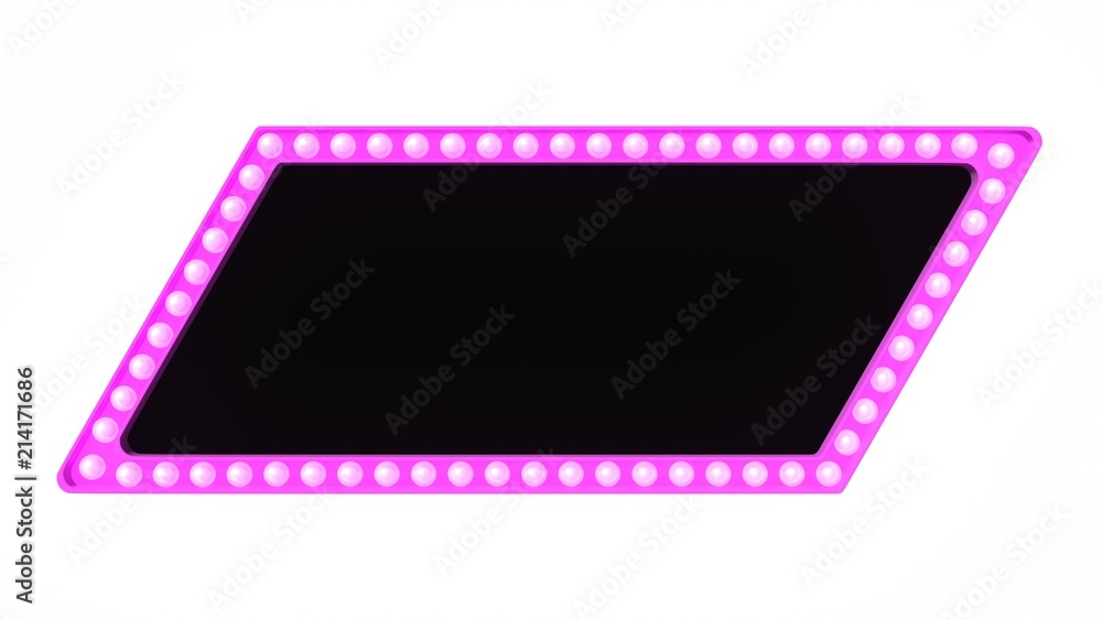 Pink marquee light board sign retro on white background. 3d rendering ...