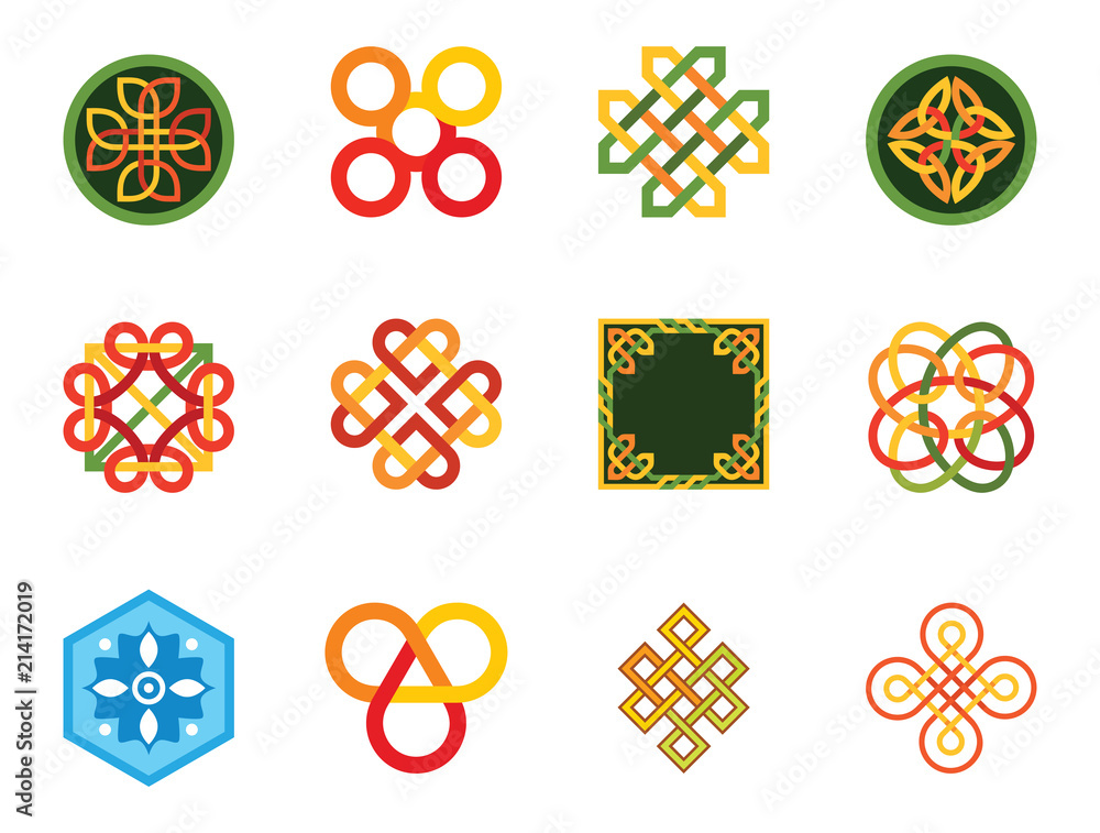 Pattern Icon Set. Hexagon Pattern Infinite Knot Traditional Knot ...