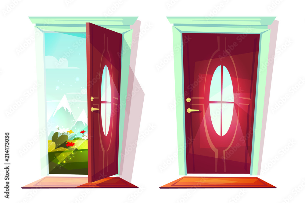 Cartoon Open Door Garden