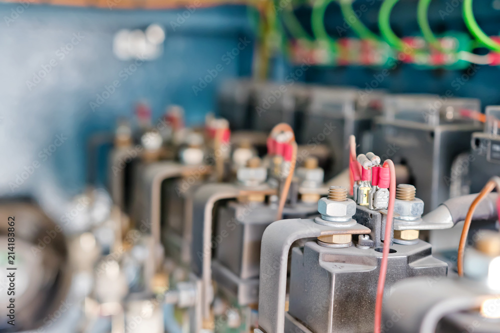 Internal device of mobile electrical installation with terminals, wires ...