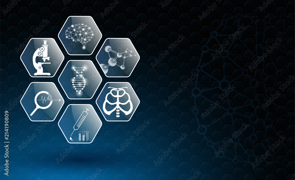 abstract background technology concept and icon in blue light,brain and ...