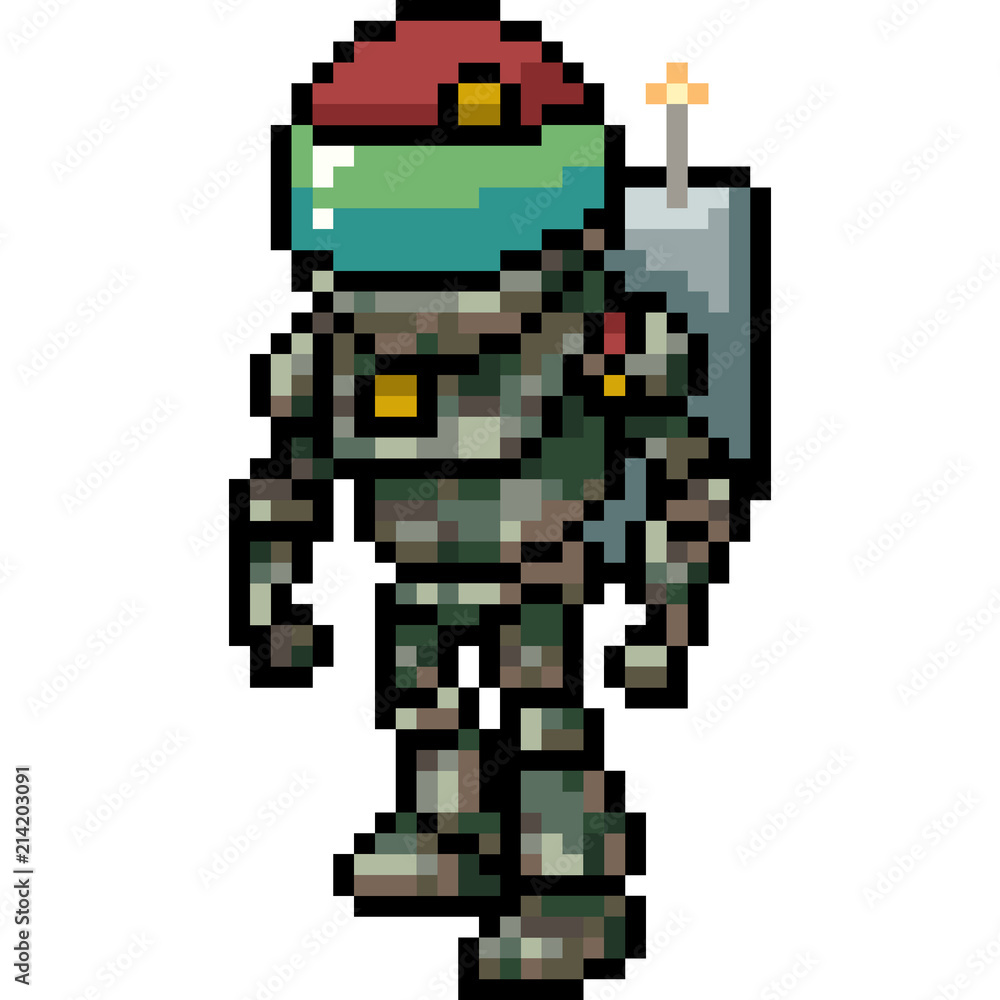 vector pixel art space soldier Stock Vector | Adobe Stock