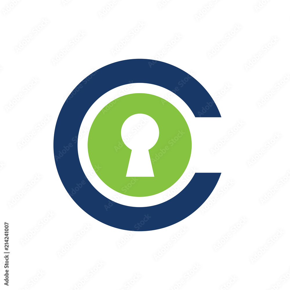 Letter C With Key Hole, Logo or Icon Template, Initial Alphabet C With ...