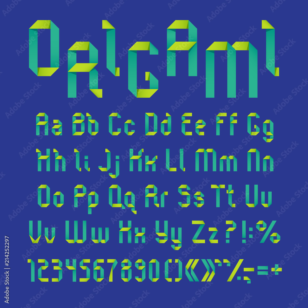 3d paper origami vector alphabet, sans serif letters Stock Vector ...