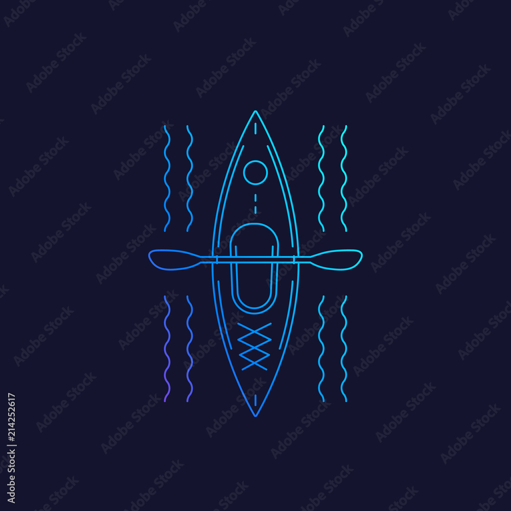 kayak top view, linear vector illustration Stock Vector | Adobe Stock
