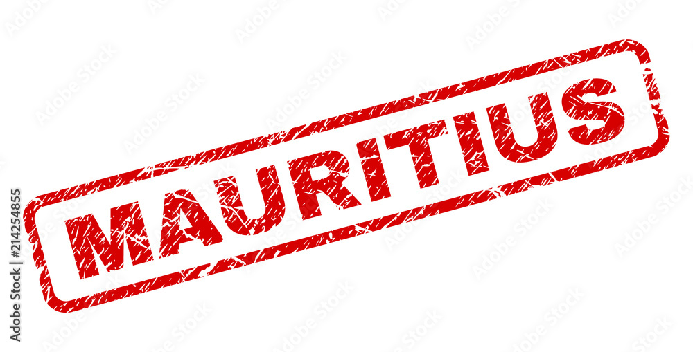 MAURITIUS stamp seal print with grunge style. Red vector rubber print ...