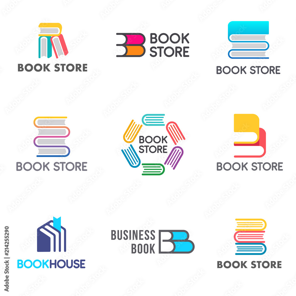 Set of vector logo design template for the book store Stock Vector ...