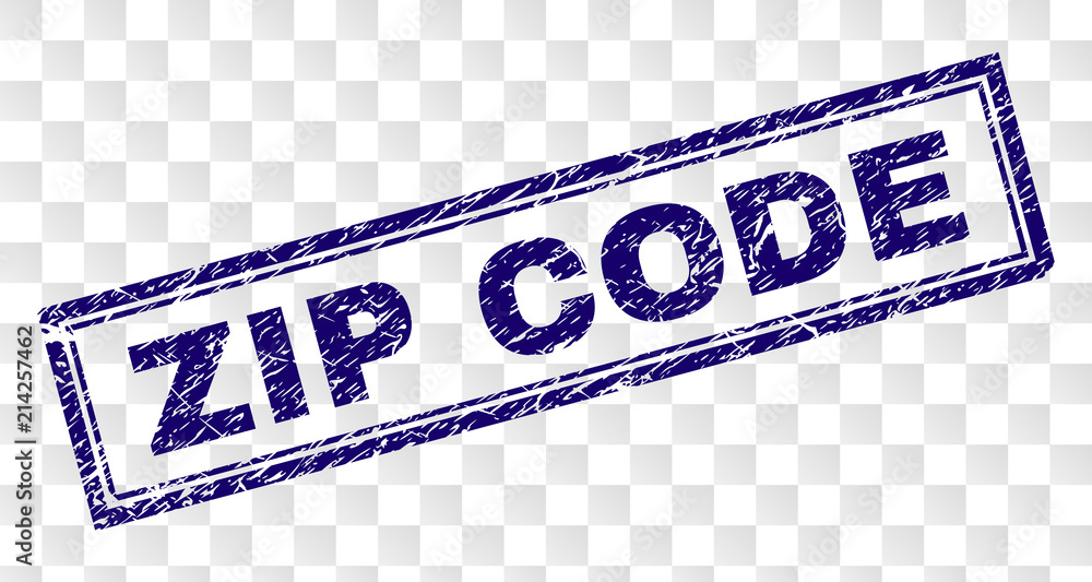 ZIP CODE stamp seal print with scratched style and double framed ...