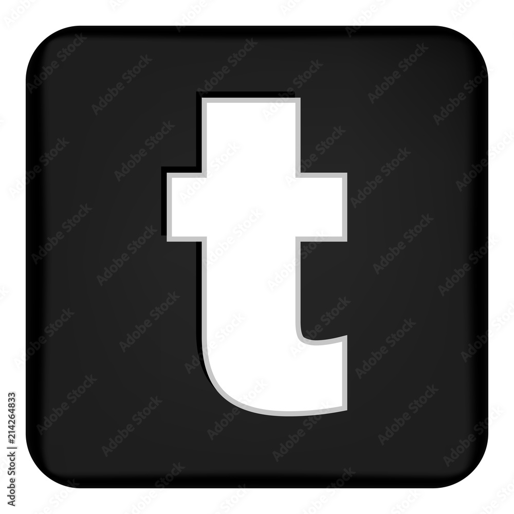 Vector image of a flat icon with the letter t of the blue color. Button ...