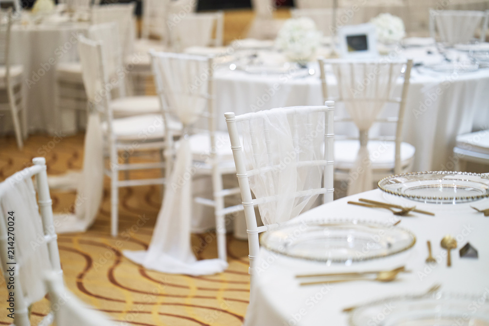 White chairs setup for luxury wedding party celebration, The wedding ...