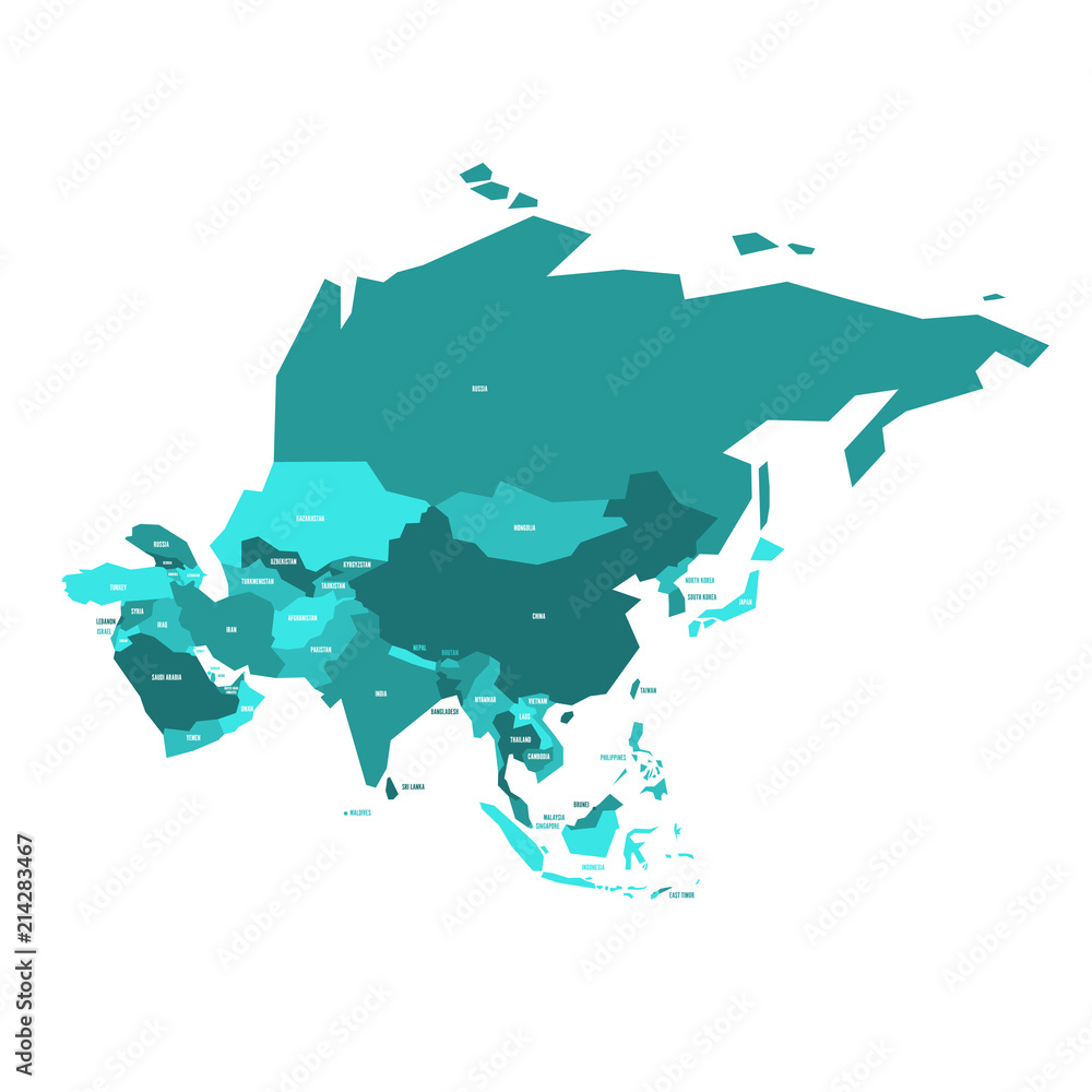 Very simplified vector infographical political map of Asia. Stock ...