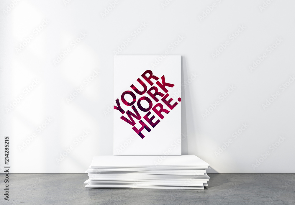 Canvas on Stack of Blank Canvases Mockup Stock Template | Adobe Stock