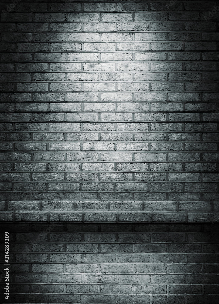 brick wall and spotlight. scene illuminated spotlight. bricks wall ...