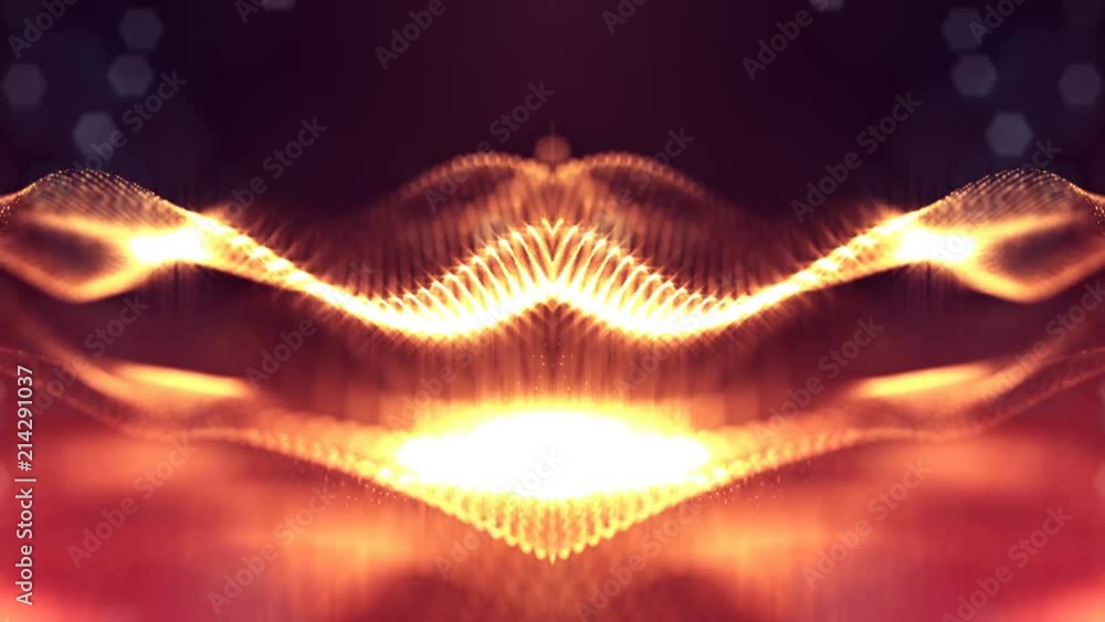 4k seamless 3d animation as sci-fi background with glow particles and ...