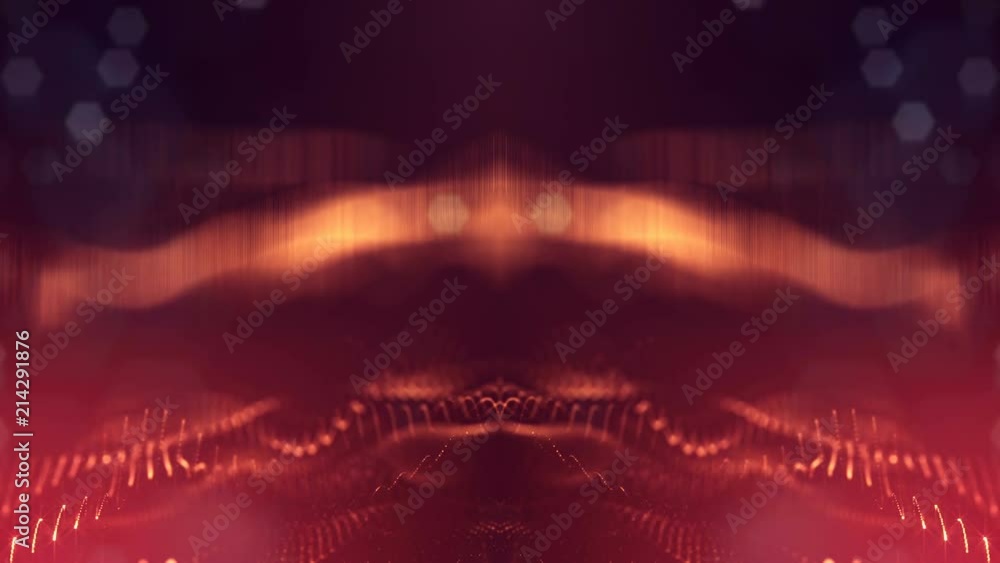 4k seamless 3d animation as sci-fi background with glow particles and depth of field, bokeh and ...