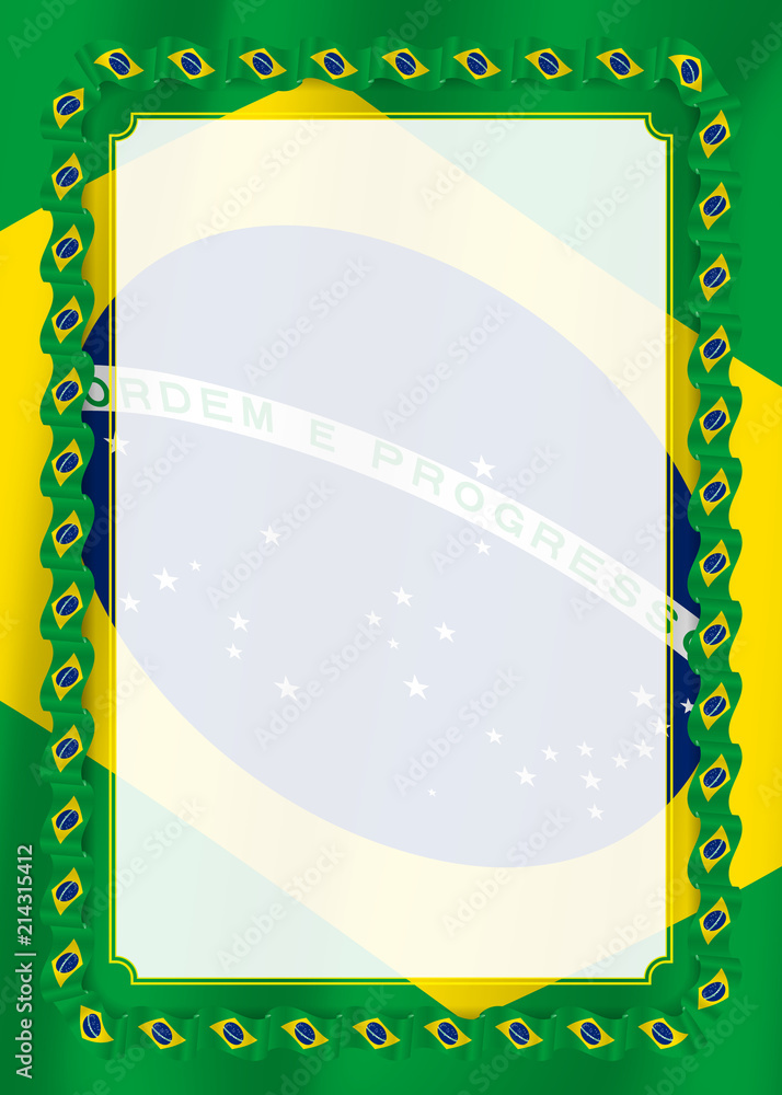 Frame and border of ribbon with Brazil flag, template elements for your ...