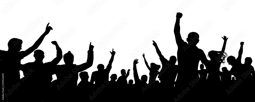 Cheering Crowd Silhouette Vector