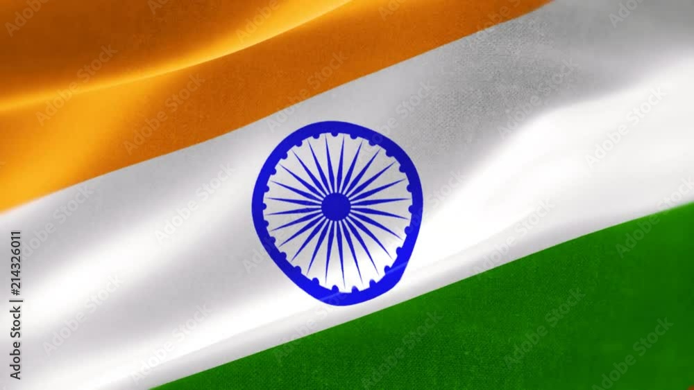 4k Highly Detailed Flag of India. Angled view of a realistic Ultra-HD ...
