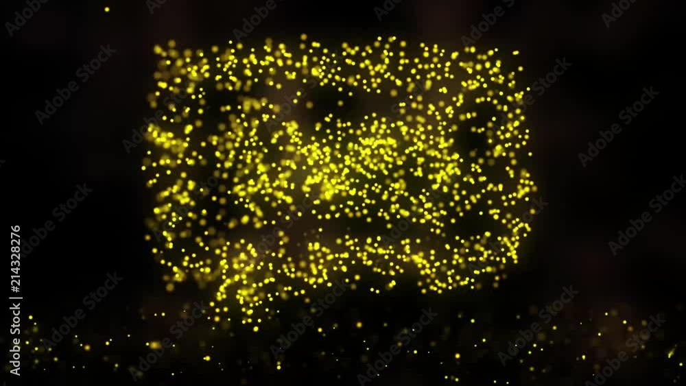 Animation of flying flickering particles form a mailing sign or message ...