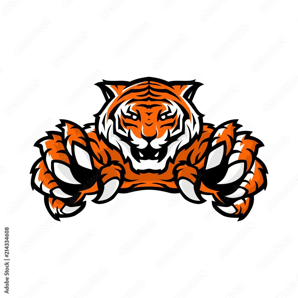 orange tiger sport gaming logo vector illustration template with white ...