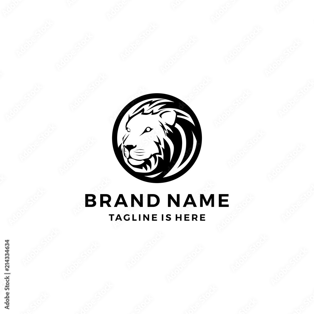 lion round circle emblem coin tattoo logo template vector illustration ...