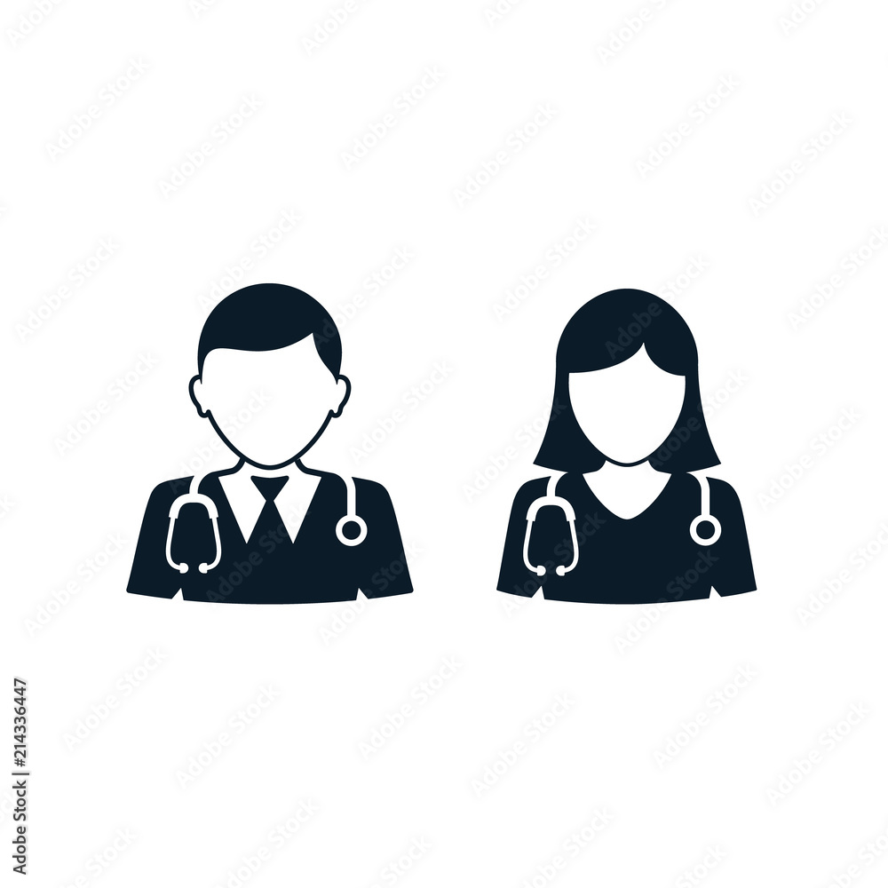 Doctor and nurse icon, Vector isolated medical set Stock Vector | Adobe ...