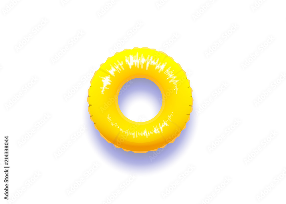 Yellow pool float with real shadow isolated in white background Stock ...