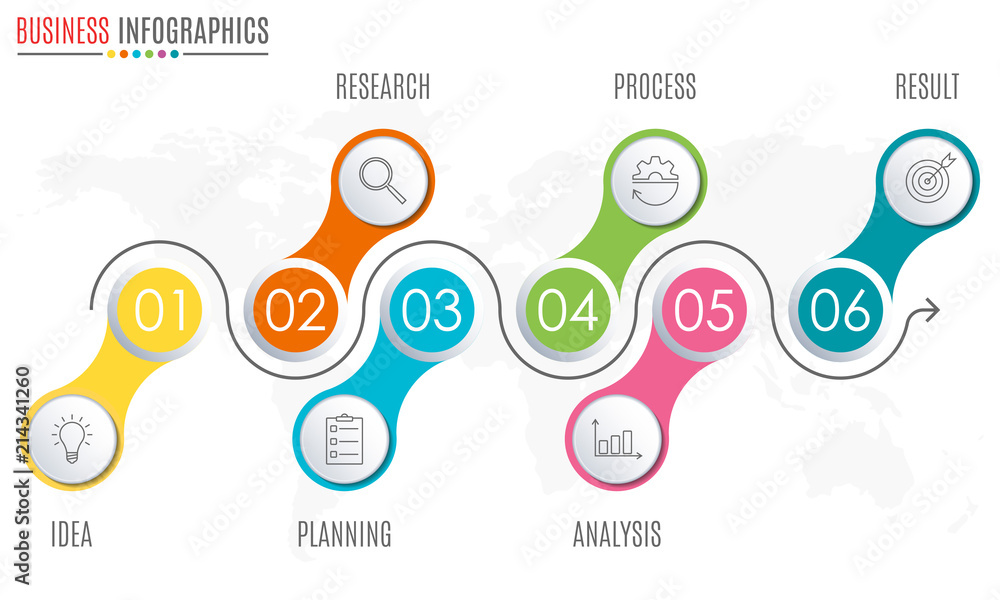 6 steps infographic design. Template for diagram, graph and chart ...