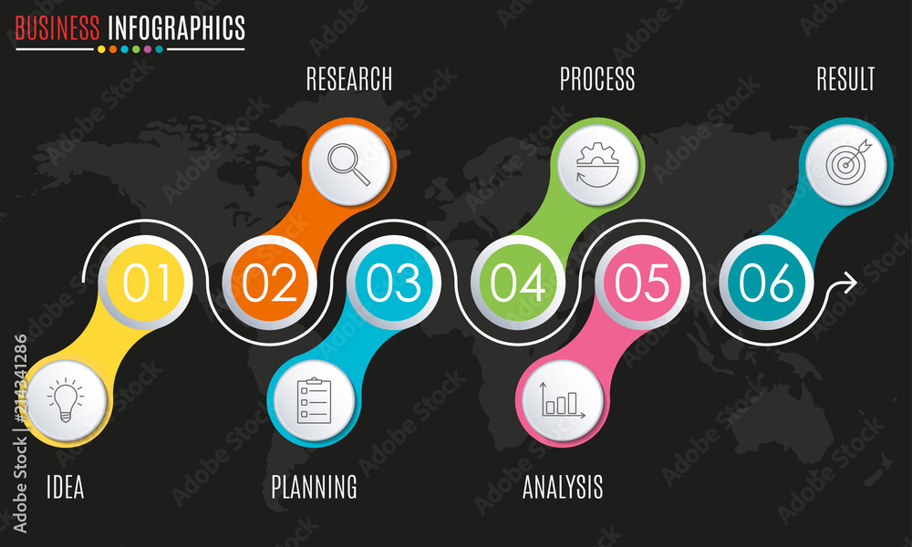 6 steps infographic design. Template for diagram, graph and chart ...
