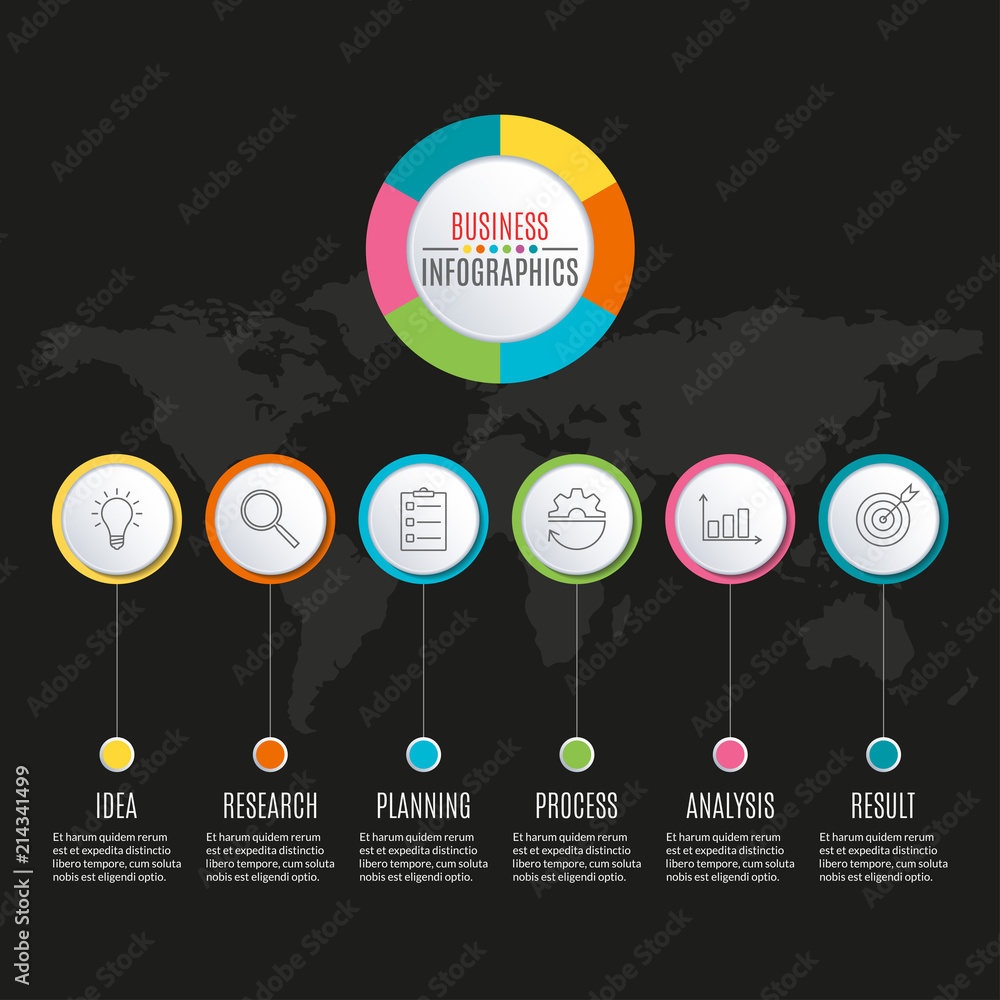 6 steps infographic design. Template for diagram, graph and chart ...