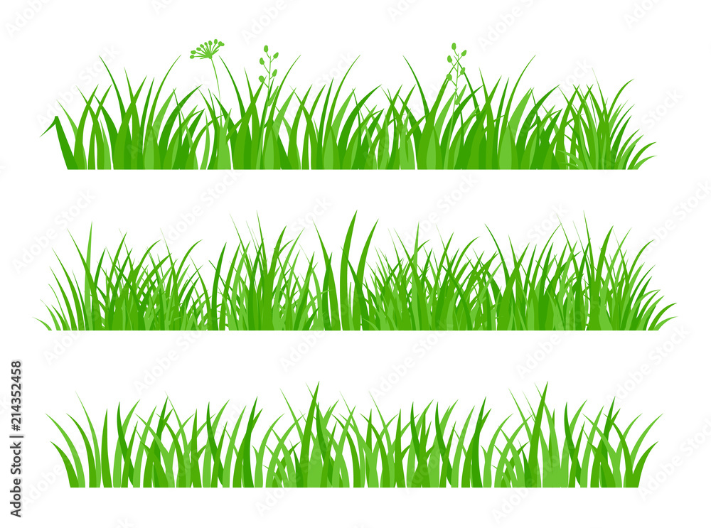 Beautiful Fresh Green Spring Gras. Set of Borders for Use as Design ...