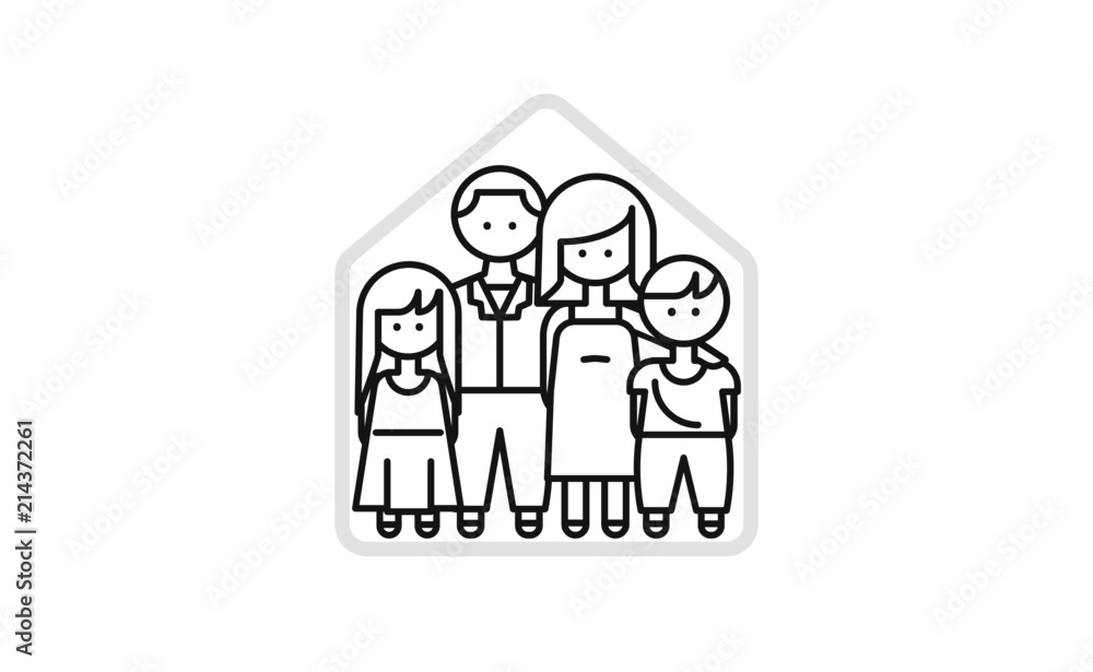 Icon Family members with house outline Stock Vector | Adobe Stock