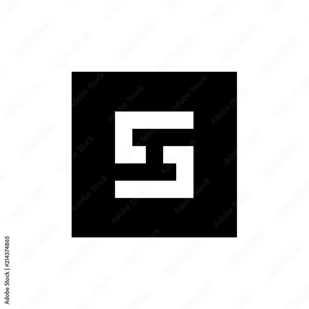 Digital Letter S Icon Logo, Combined With Square Shape, Black and White ...