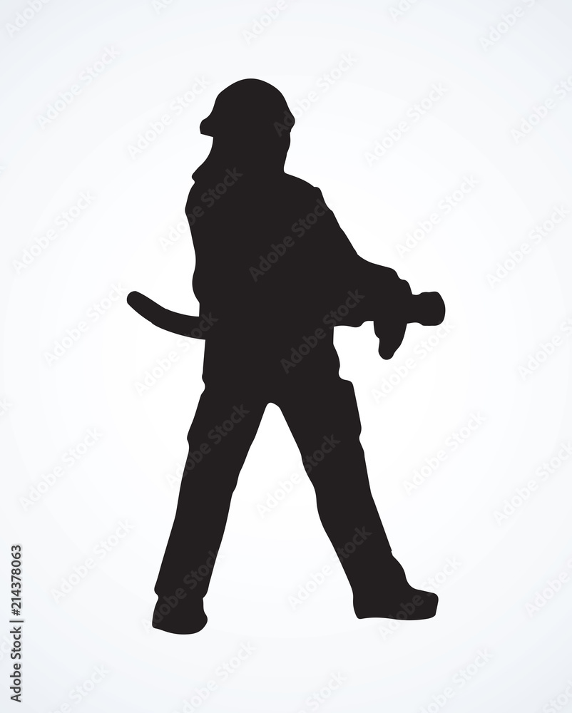 Firefighter. Vector drawing Stock Vector | Adobe Stock