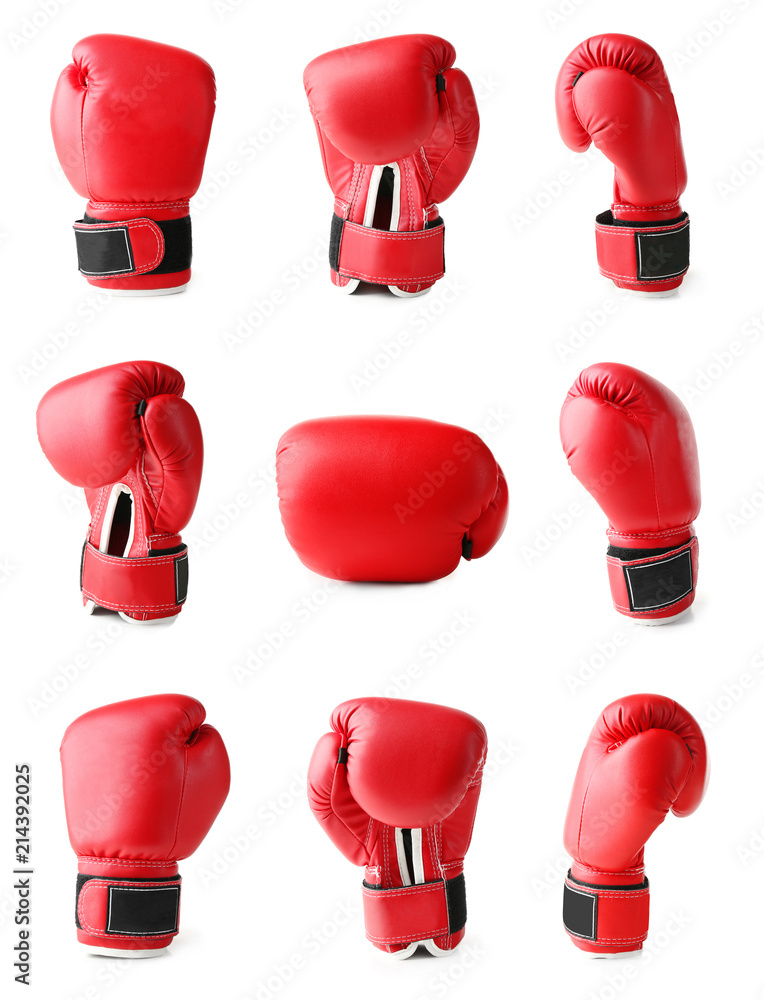 Set of boxing gloves on white background Stock Photo | Adobe Stock