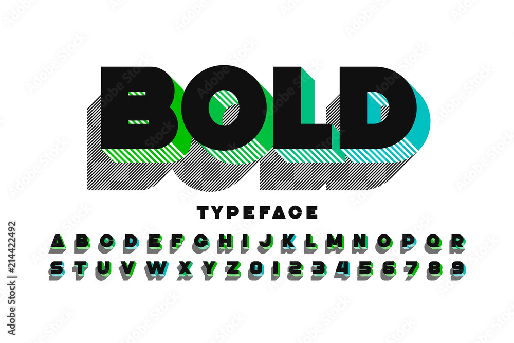 Modern ultra bold 3d typeface, alphabet letters and numbers Stock ...