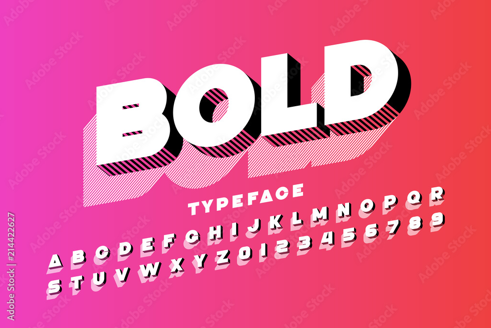 Modern ultra bold 3d typeface, alphabet letters and numbers 素材庫向量圖 ...