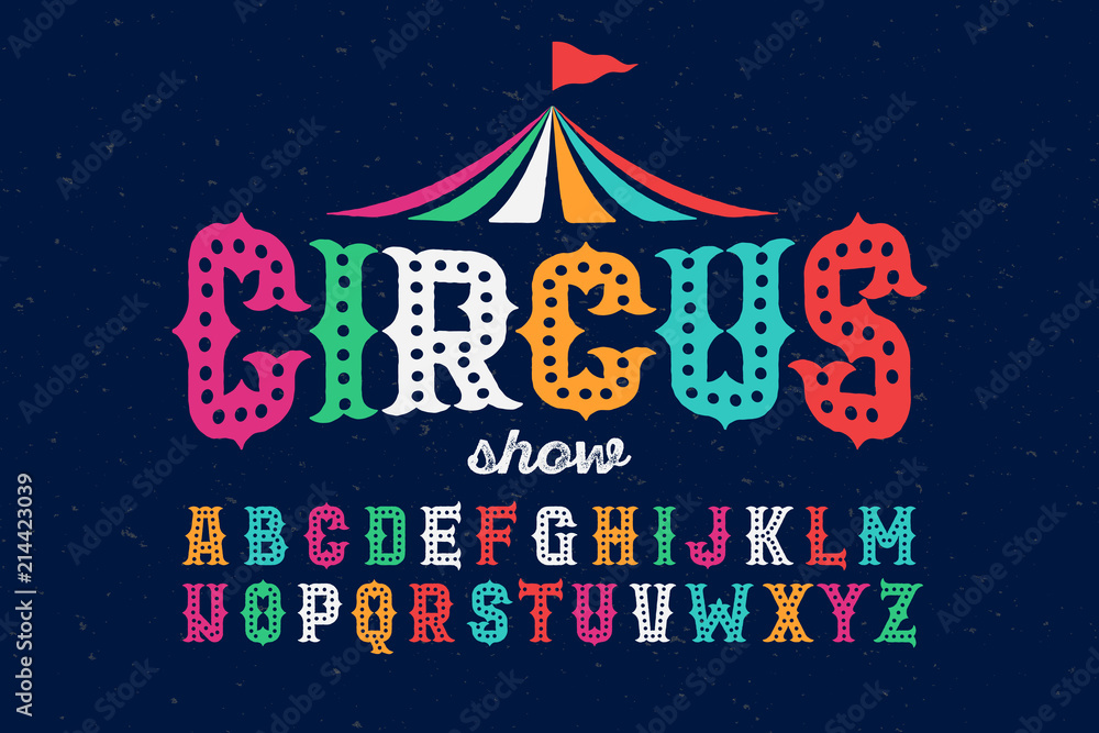 Vintage style roughen circus font Stock Vector | Adobe Stock
