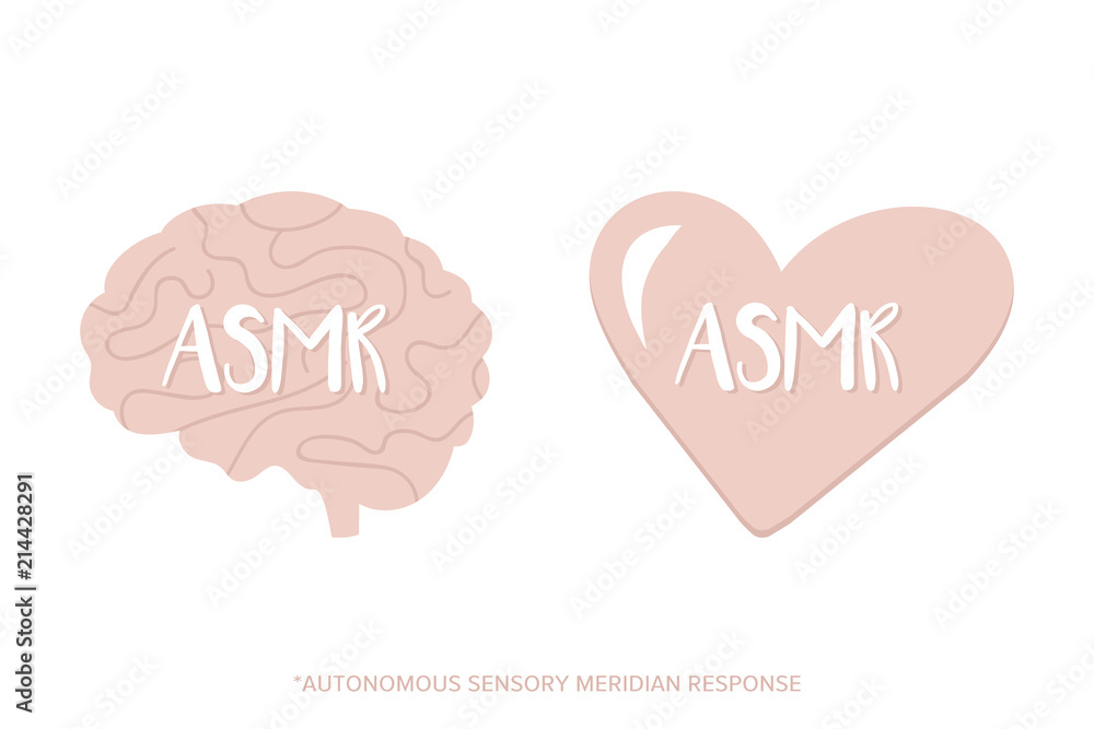 Set, collection of ASMR icons, logos in cartoon, doodle style. Concept ...