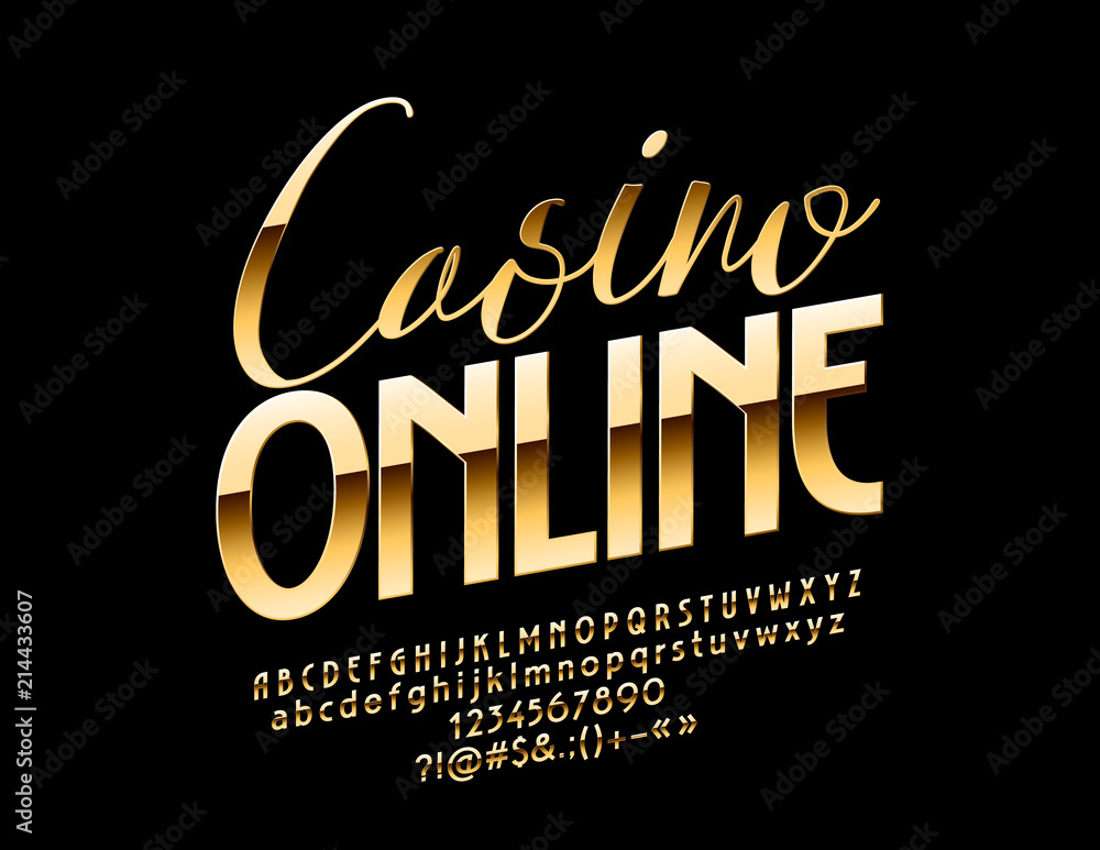 Vector Golden Casino Online banner. Elite chic Font. Luxury elegant ...