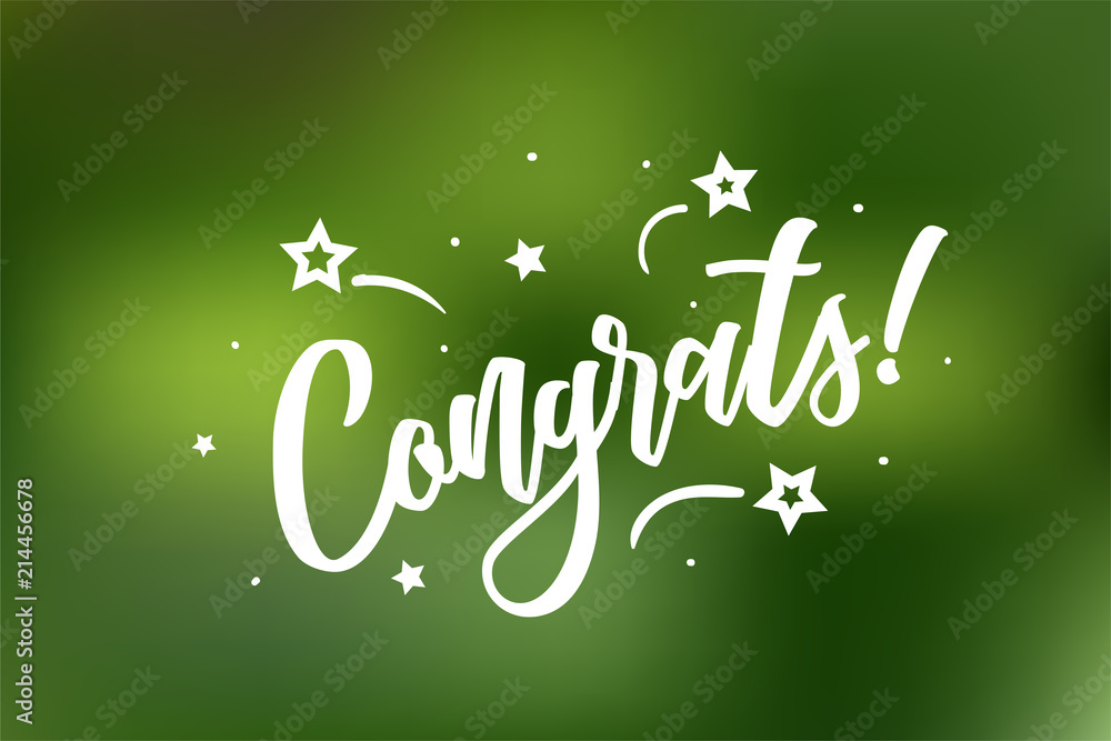 Congrats card. Beautiful greeting scratched calligraphy white text word ...