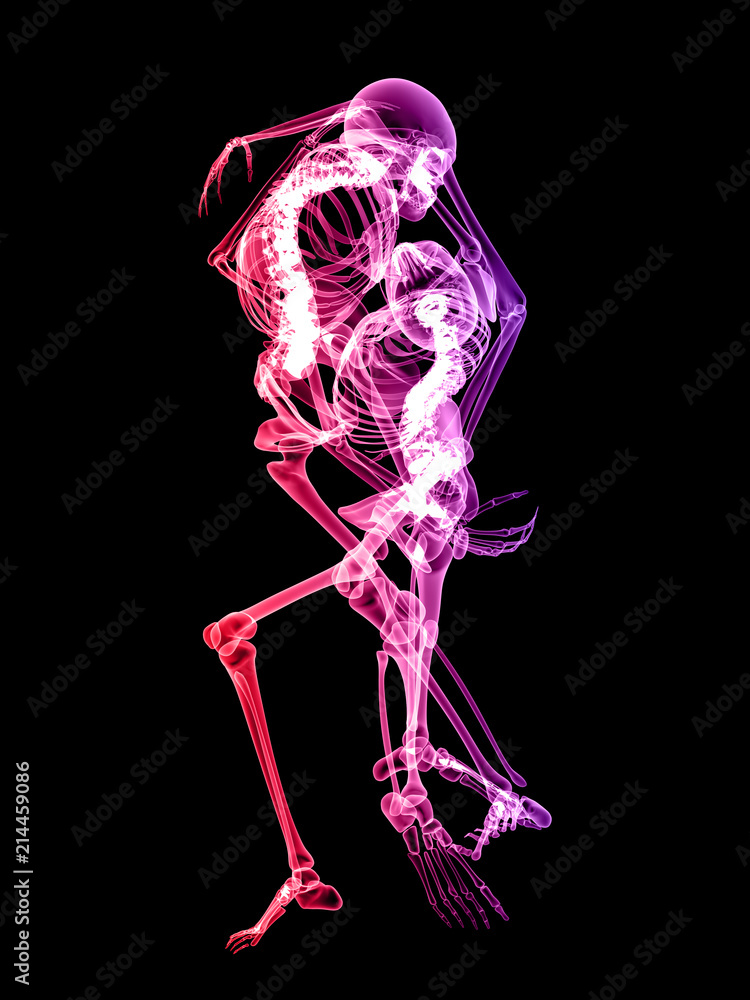 X RAY Skeleton Couple in love 3D Render Stock Illustration | Adobe Stock
