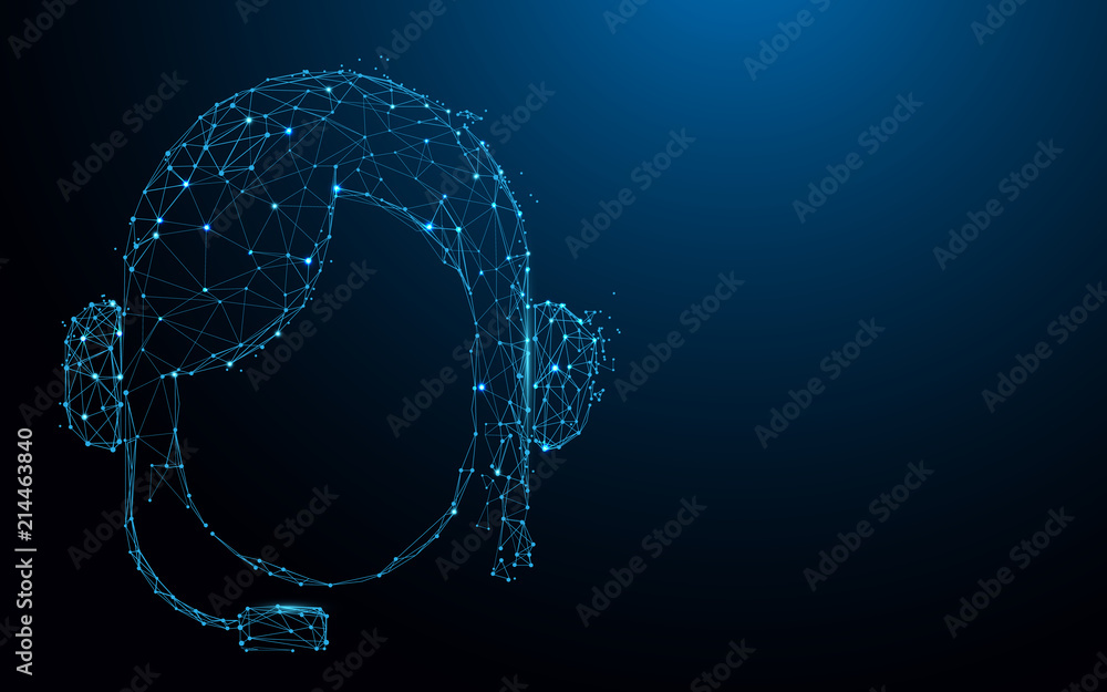 Customer Service icon form lines, triangles and particle style design ...