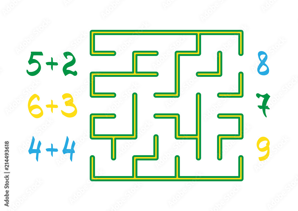 Maze with color numbers for children on the white background. Find the ...