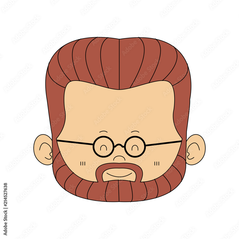 Cute midget man face with beard and glasses vector illustration graphic ...