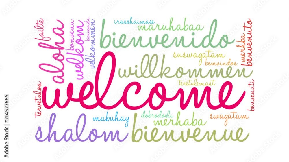 International Welcome Animated Word Cloud. Each word used in this word cloud is another language ...