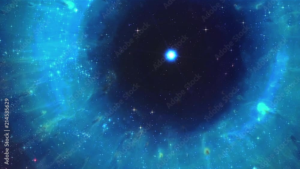 Space background. Fly through stars in Helix Nebula. Cosmic nebula in ...